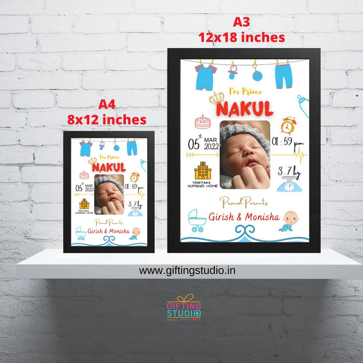 Personalised Baby Birth Frame | New Born Baby Gifts - Gifting Studio ...