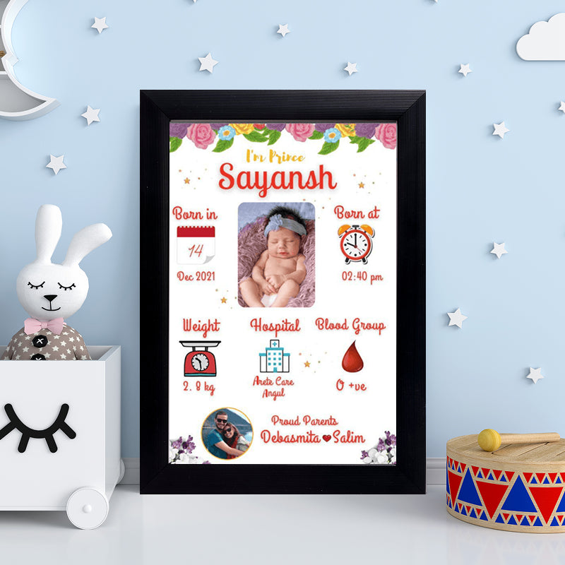 Personalised Baby Birth Frame | New Born Baby Gifts - Gifting Studio ...
