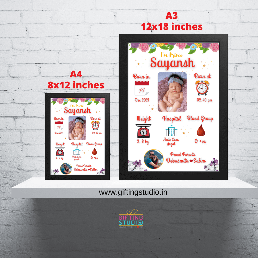 Personalised Baby Birth Frame | New Born Baby Gifts - Gifting Studio ...